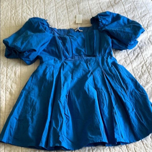 Moon River | Dresses | Moon River Blue Puff Sleeve Dress | Poshmark
